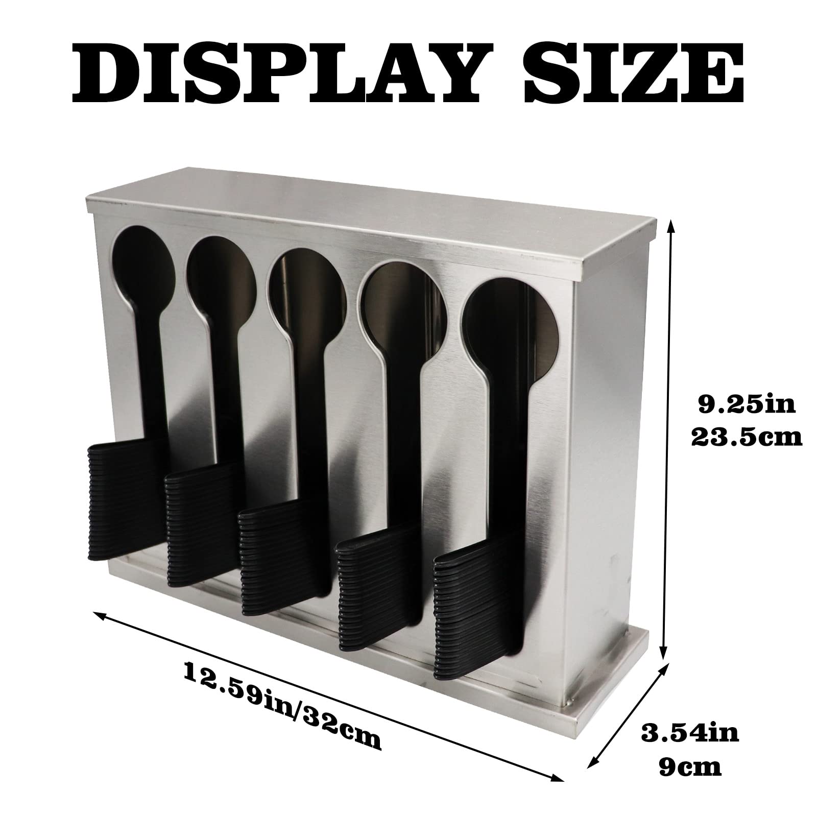 Utensil Dispenser, 5 Compartment Stainless Cutlery Organizer, Large Capacity Spoon Storage Device, Stainless Steel Spoon Storage Box, Dining Room Buffet Table Cutlery Dispenser