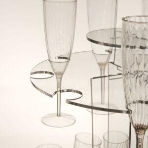 TABLECLOTHSFACTORY 3-Tier Round Clear 21" Acrylic Champagne Glasses Flutes Display Stand, Wine Glass Rack Tower - Holds 23 Stemware + 1 Bottle