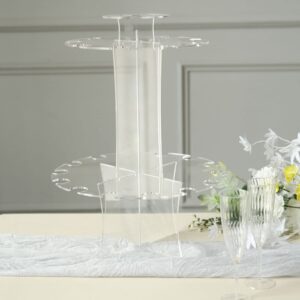 TABLECLOTHSFACTORY 3-Tier Round Clear 21" Acrylic Champagne Glasses Flutes Display Stand, Wine Glass Rack Tower - Holds 23 Stemware + 1 Bottle