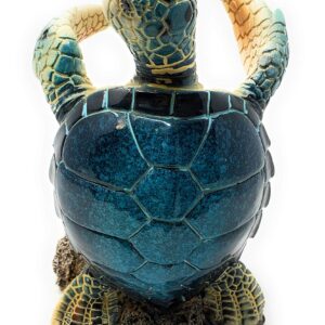 Globe Imports Blue Sea Turtle Resin Wine Bottle Holder, 7.75 Inches Tall