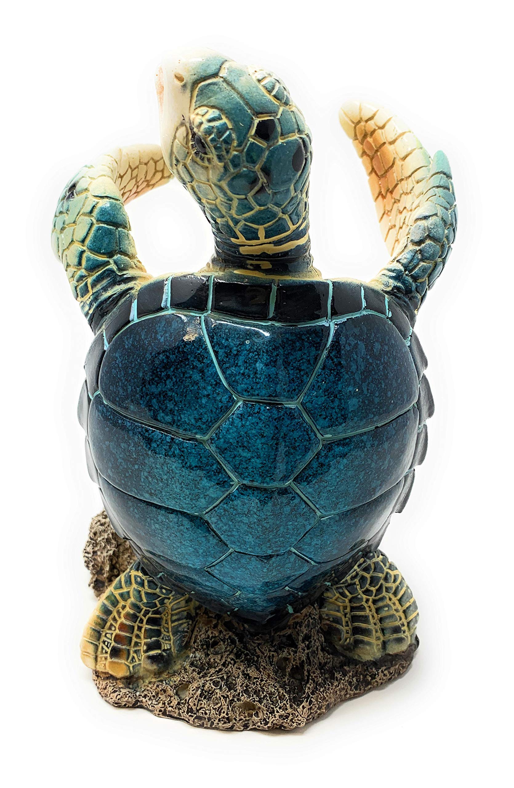 Globe Imports Blue Sea Turtle Resin Wine Bottle Holder, 7.75 Inches Tall