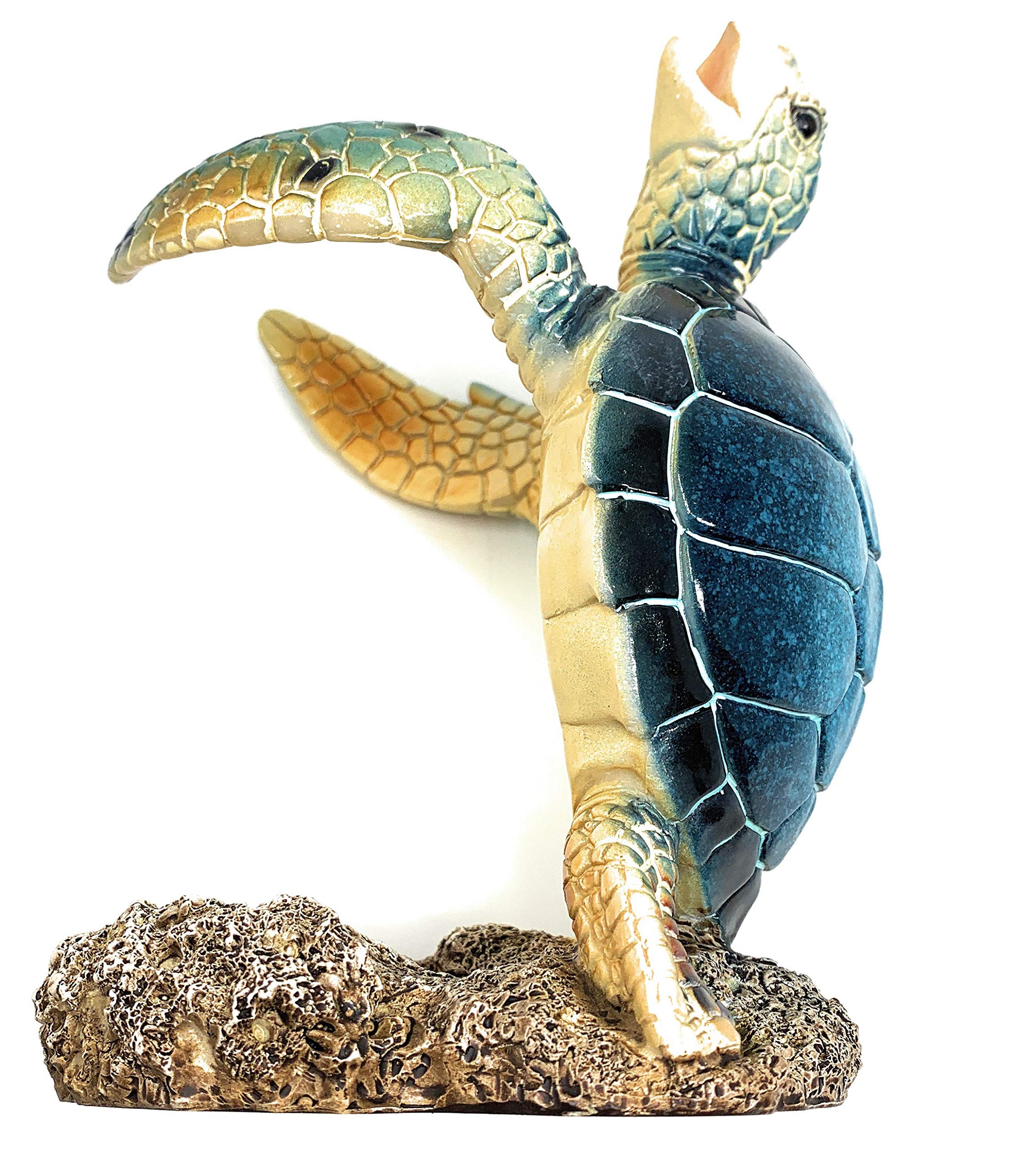 Globe Imports Blue Sea Turtle Resin Wine Bottle Holder, 7.75 Inches Tall