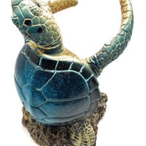 Globe Imports Blue Sea Turtle Resin Wine Bottle Holder, 7.75 Inches Tall