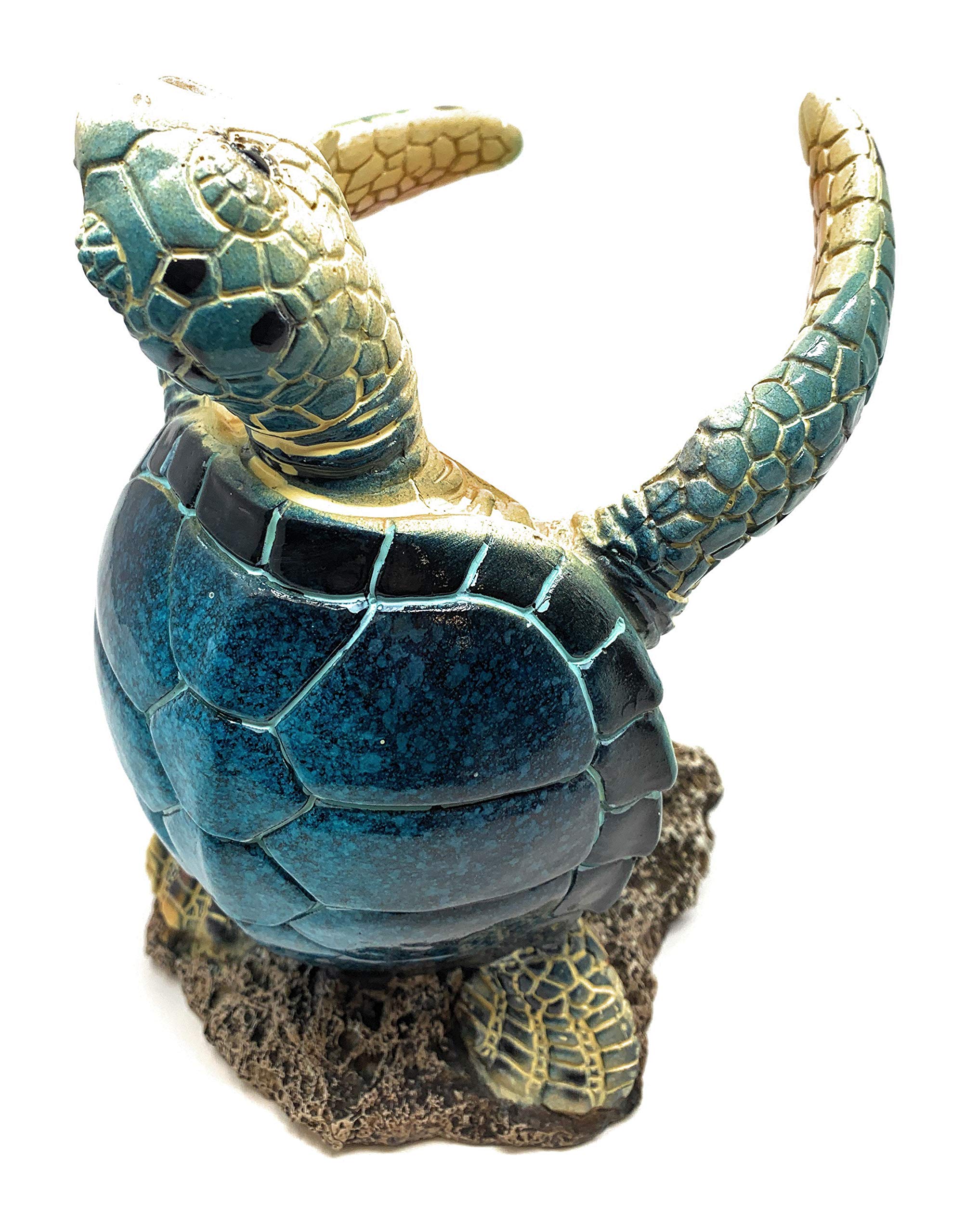 Globe Imports Blue Sea Turtle Resin Wine Bottle Holder, 7.75 Inches Tall