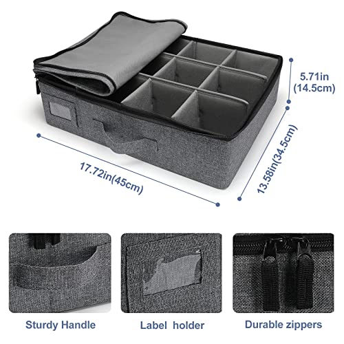 Puricon Cup Mug Storage Box Organizer Case, Holds 12 Coffee Mugs Tea Cups China Cups Set -Grey