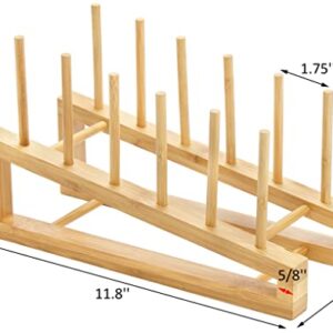 Yesland 3 Pack Wooden Dish Rack - Upgraded Bamboo Plate Bottle Drying Rack Dish Rack Stand - Kitchen Storage Cabinet Organizer for Pot Lid Dish Cup Cutting Board Bowl Water Bottles - Patent Pending