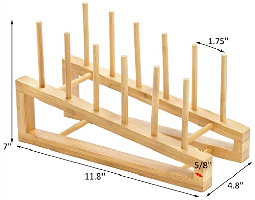 Yesland 3 Pack Wooden Dish Rack - Upgraded Bamboo Plate Bottle Drying Rack Dish Rack Stand - Kitchen Storage Cabinet Organizer for Pot Lid Dish Cup Cutting Board Bowl Water Bottles - Patent Pending