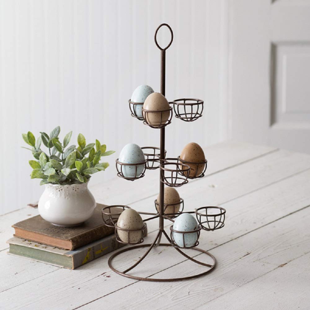 CTW Home Collection 370437 Vintage-Inspired Nickel Egg Tree, 16-inch Height