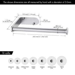 KES Paper Towel Holder Wall Mount or Under Cabinet, Adhesive Paper Towel Roll Holder for Kitchen, Screws and Self-Adhesive Strip Included, Aluminum Silver Finish, KPH400