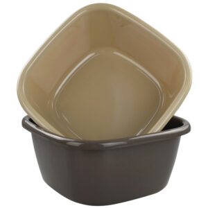 kekow 16 quart plastic wash basin/dish pan, pack of 4, black