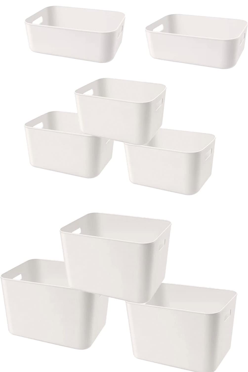 Amyup Set Of 8 Plastic Storage Bins,Versatile Kitchen Pantry Organization and Storage,for Plastic Storage Container Under Bed,Under Sink Bathroom Organizer (8 Pack, White)