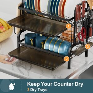 iSPECLE Sink Caddy and Dish Drying Rack 2 Tier Dish Rack and Kitchen Sponge Holder with Drain Tray, Bundles Sales, 2 Packs