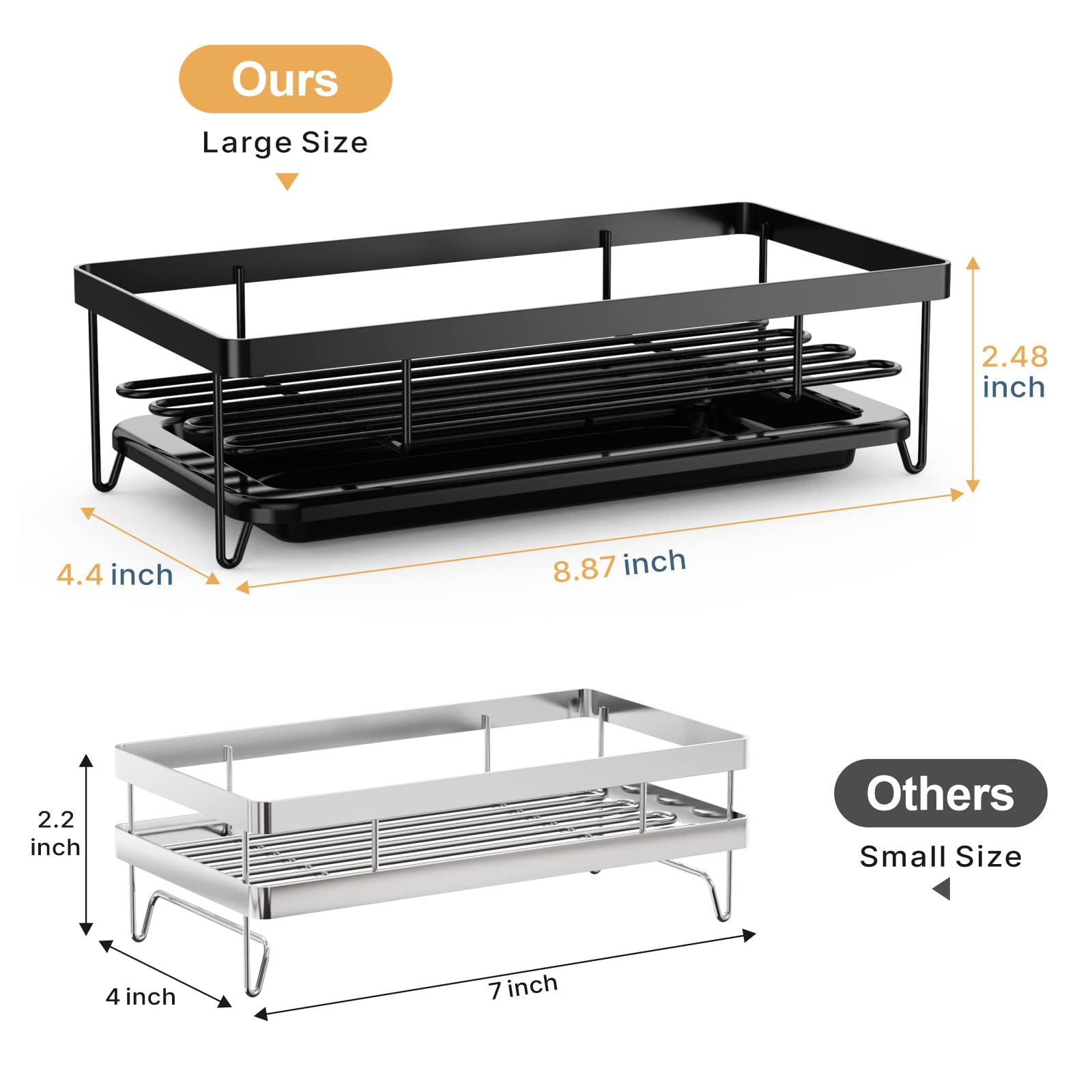 iSPECLE Sink Caddy and Dish Drying Rack 2 Tier Dish Rack and Kitchen Sponge Holder with Drain Tray, Bundles Sales, 2 Packs