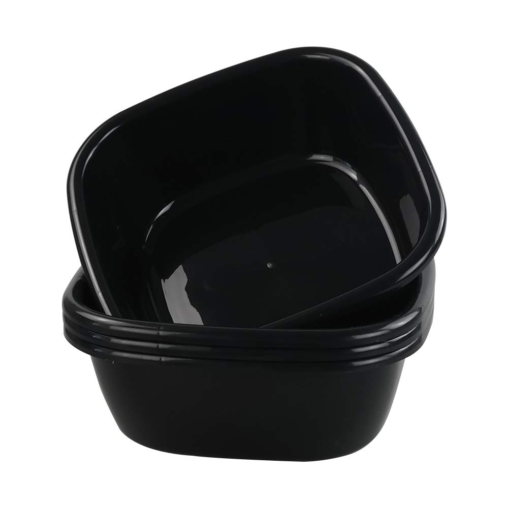 Kekow 4-Pack Small Wash Basin Pan, 8 Quart Black Dish Pan