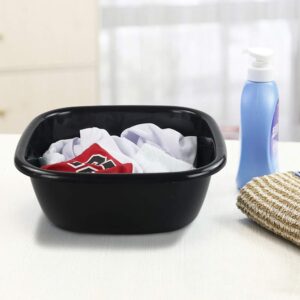 Kekow 4-Pack Small Wash Basin Pan, 8 Quart Black Dish Pan