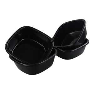 Kekow 4-Pack Small Wash Basin Pan, 8 Quart Black Dish Pan