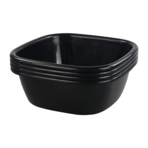 Kekow 4-Pack Small Wash Basin Pan, 8 Quart Black Dish Pan