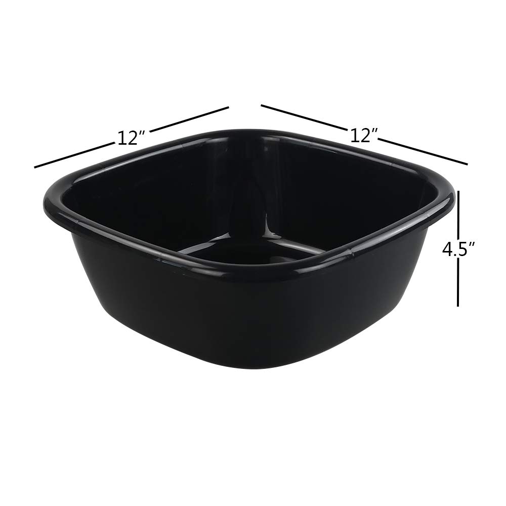 Kekow 4-Pack Small Wash Basin Pan, 8 Quart Black Dish Pan