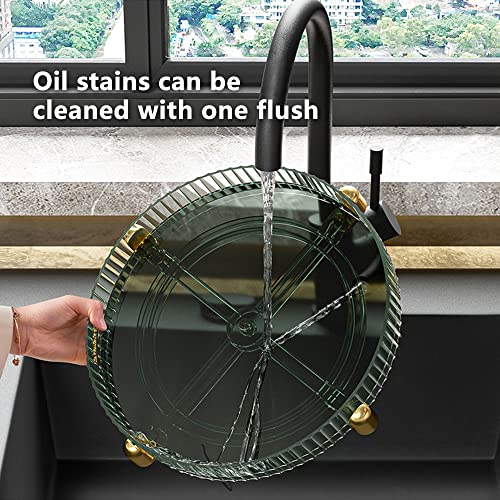 360° Rotating Lazy Susan Organizer, 11" Large Green Turntable Organizer for Spice Rack, Cabinet, Kitchen Countertop Cupboard, Acrylic Bathroom Counter Organizer for Cosmetics, Candle, Lotion Bottle