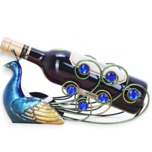 a.b crew creative metal iron wine rack single wine bottle holder home decor(peacock)