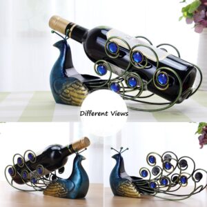 A.B Crew Creative Metal Iron Wine Rack Single Wine Bottle Holder Home Decor(Peacock)