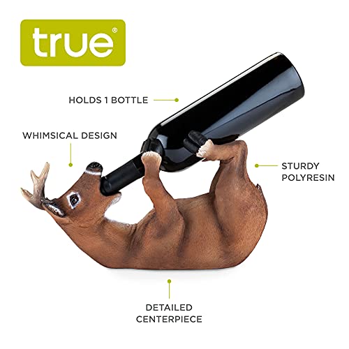 True Drunken Deer Polyresin Wine Bottle Holder Set of 1, Brown, Holds 1 Standard Wine Bottle