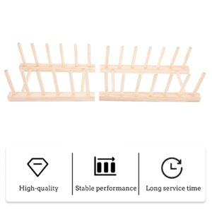 BESPORTBLE 2pcs Storage Rack Pot Lid Organizer Cutting Board Drying Stand Countertop Plate Holder Pot Pan Organizer Desk Topper Shelf Draining Rack Cup Drying Stand Baby Wood Tool Foldable