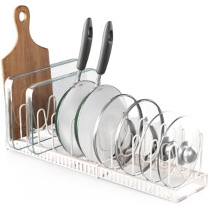 better things home 12+ expandable pan and pot lid organizer rack for cabinet, pot lid holder pot organizers inside cabinet, pots and pans organizer under cabinet (off white, lid organizer)