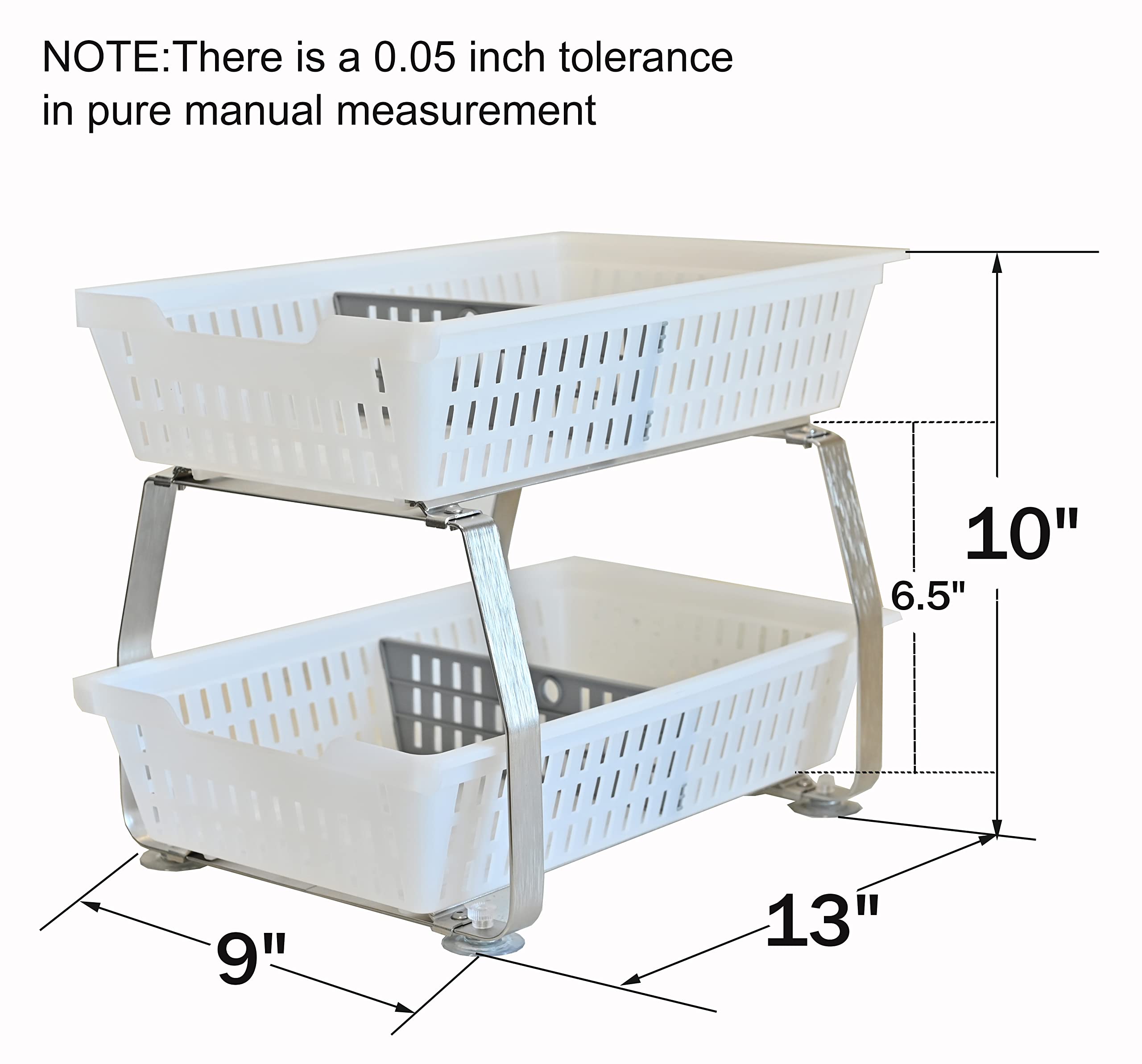 USHARP 2 Tier Clear Organizer with Dividers,Bathroom Organizer Under Sink Rack,Kitchen Pantry Medicine Cabniet Organizer Bins,Multipurpose Slide-Out Storage Container