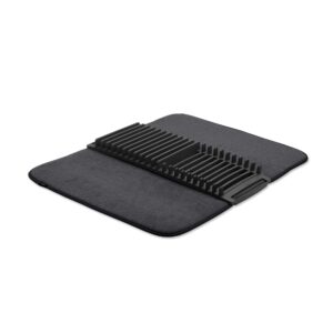 Umbra UDRY, 24 x 18 inches Rack and Microfiber Dish Drying Mat-Space-Saving Lightweight Design Folds Up for Easy Storage, Black