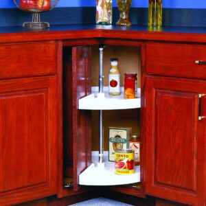 knape & vogt 33 in. h x 28 in. w x 28 in. d 2-shelf pie cut door mount lazy susan cabinet organizer, white