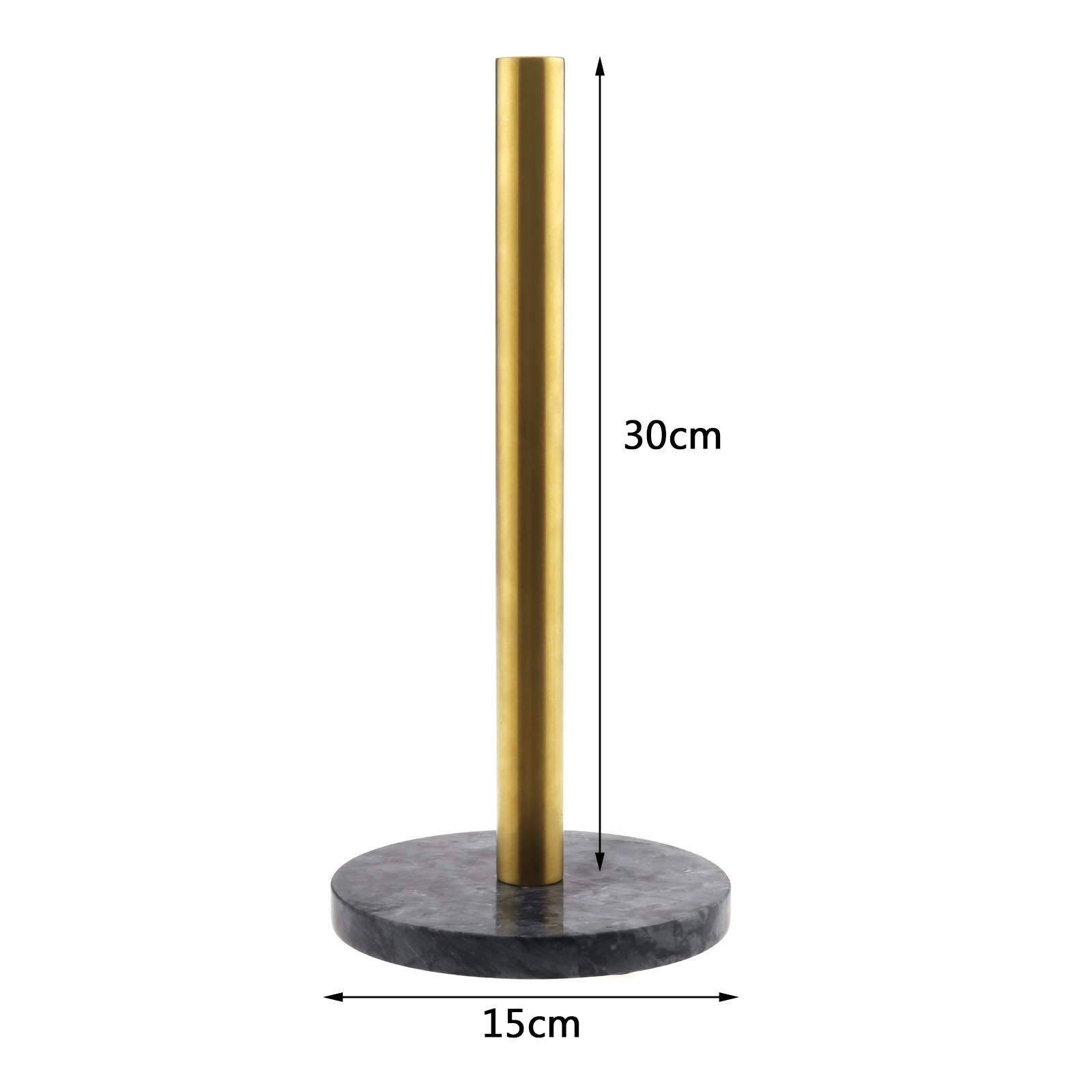 SING F LTD Industrial Vertical Tube Paper Towel Holder Countertop for Kitchen and Bathroom Black Marble Brass Storage