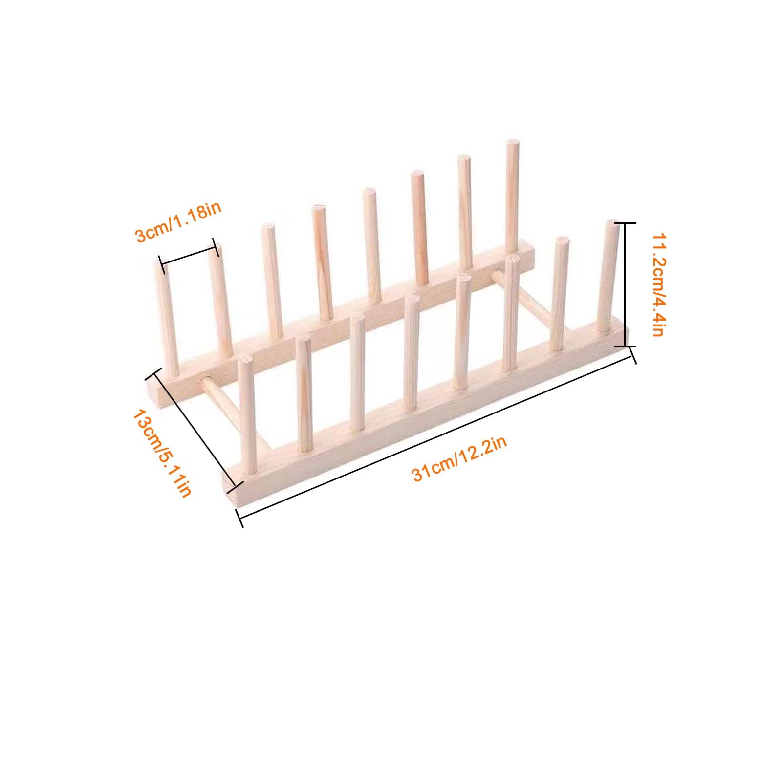 MUNTICO Bamboo Wood Dish Rack for Kitchen Cabinet, Dishes, Books, Wine Glass, Chopping Board Holder, Dish Drainer for Kitchen, Counter (Pack of 4)