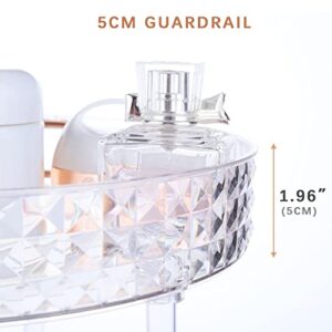 ROWNYEON Rotating Makeup Organizer 3 Tier Makeup Carousel with Handle, Bathroom Organizer Diamond Texture Perfume Organizer Spinning Cosmetics Organizer for Vanity, Pantry, Countertops, Kitchen