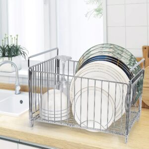 ChengFu Deep Dish Drying Rack and Utensil Cutlery Holder, Deep Large Dish Drying Rack, Dish Racks for Kitchen Counter, Holds 10, 10.5, 12 inch Dinner Plates