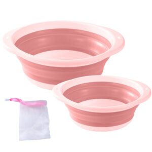 iimin 5l multifunctional foldable washbasin collapsible portable wash basin dishpan outdoor travel portable washbasin for rv, camping, marine, bbq（2pack，pink）