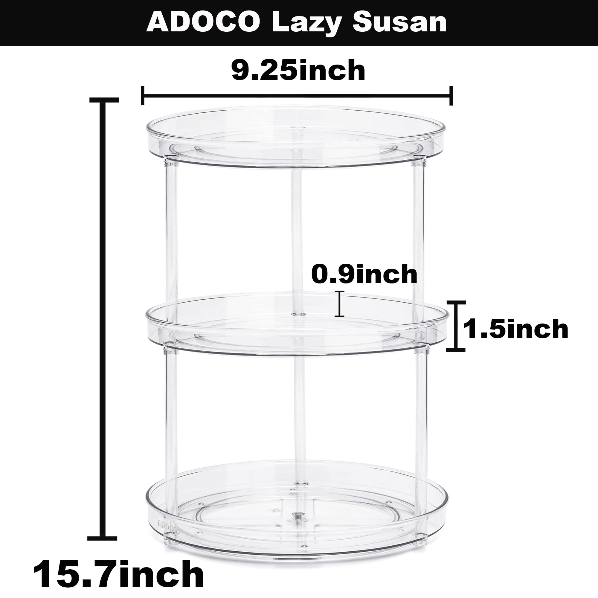 2 Tier and 3 Tier Lazy Susan Organizer 9.25Inch, Bathroom Organizer Make up Organizer and Storage