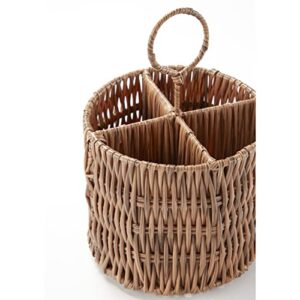 The Lakeside Collection Woven Flatware Caddy - Wicker Utensil Holder & Organizer - Country Rustic Decor