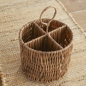 The Lakeside Collection Woven Flatware Caddy - Wicker Utensil Holder & Organizer - Country Rustic Decor