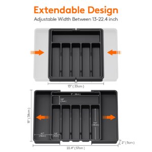 Lifewit Silverware Drawer Organizer and 3pcs Plastic Serving Tray