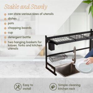 Oh Hommie Dish Drying Rack for Kitchen Counter, Dish Drainers for Kitchen Counter, Dish Rack Over Sink, Stainless Steel, Large Dish Drying Rack