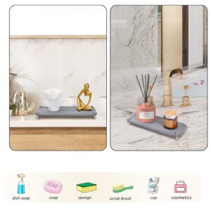 Bathroom Counter Tray 2 Pack,Diatomaceous Earth Stone Fast Drying Bathroom Vanity Tray,Soap Dispenser Tray for Kitchen Decor