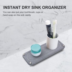 Bathroom Counter Tray 2 Pack,Diatomaceous Earth Stone Fast Drying Bathroom Vanity Tray,Soap Dispenser Tray for Kitchen Decor