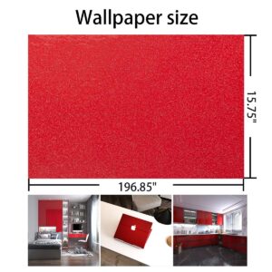 BAYYA Red Peel and Stick Wallpaper for Kitchen Bathroom Living Room Walls，Waterproof Contact Paper for Cabinets Countertops， Vinyl Furniture Stickers Decorative Self-Adhesive Film （Glitter red）