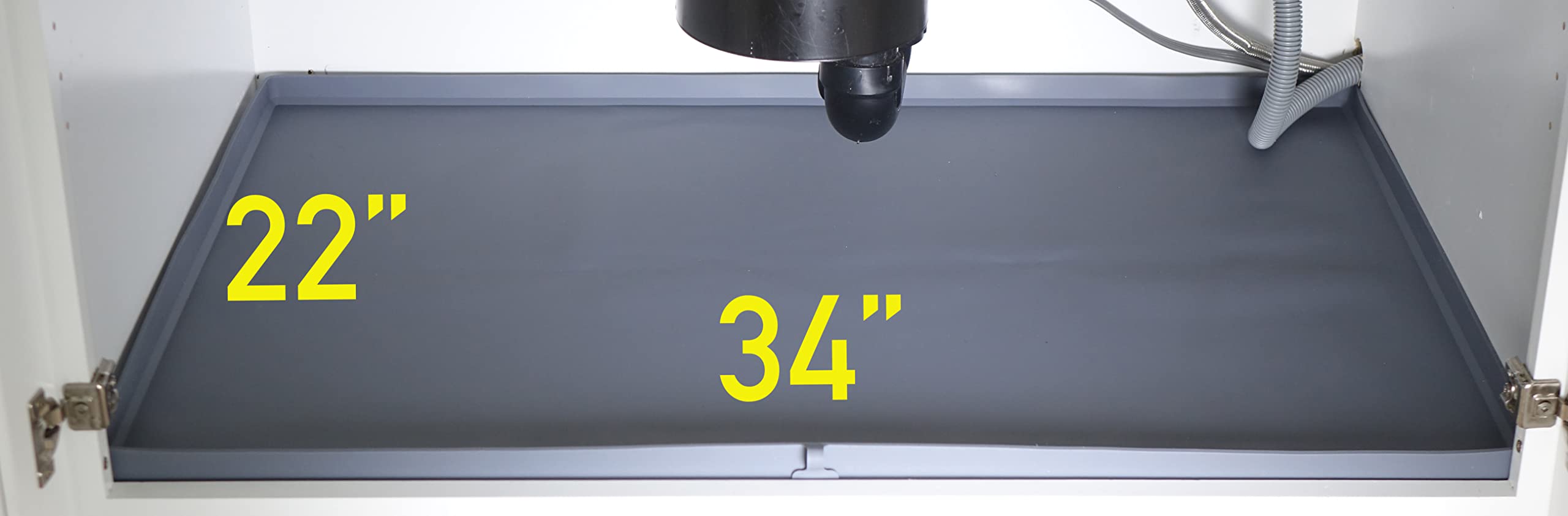 Premium 34” x 22” Under Sink Mat with Bonus Faucet Splash Guard: Waterproof Silicone Kitchen Sink Mat with Drain Hole - Rubber Mat Cabinet Protector, Anti-Slip, and Waterproof Kitchen Cabinet Liner