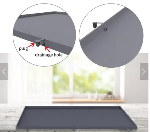 Premium 34” x 22” Under Sink Mat with Bonus Faucet Splash Guard: Waterproof Silicone Kitchen Sink Mat with Drain Hole - Rubber Mat Cabinet Protector, Anti-Slip, and Waterproof Kitchen Cabinet Liner