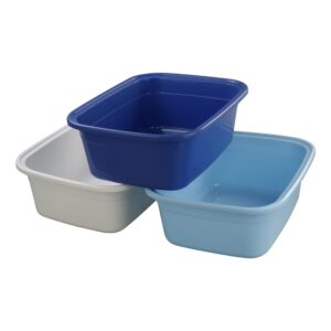 qqbine 16 quart plastic kitchen dish pan basin sink, 3 packs