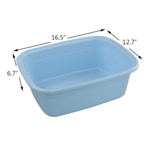 Qqbine 16 Quart Plastic Kitchen Dish Pan Basin Sink, 3 Packs