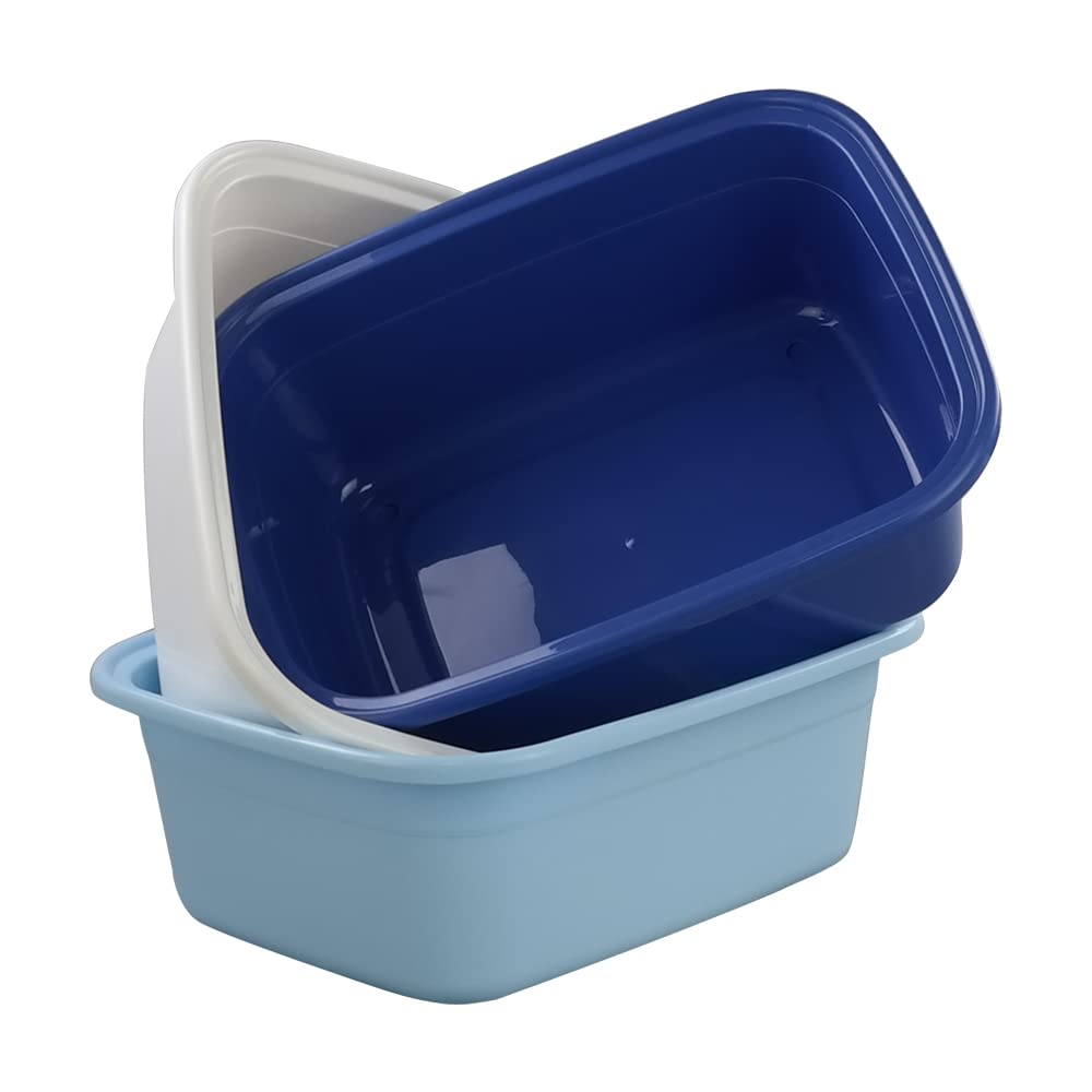 Qqbine 16 Quart Plastic Kitchen Dish Pan Basin Sink, 3 Packs