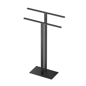 gatco 1552mx modern floorstanding two level towel holder, matte black